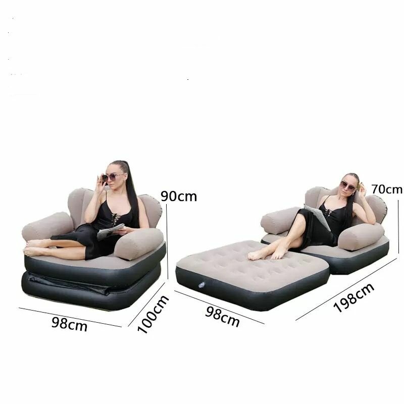 Надувное кресло, ручной насос, боковая поддержка, интегрированные подушки, до 100кг