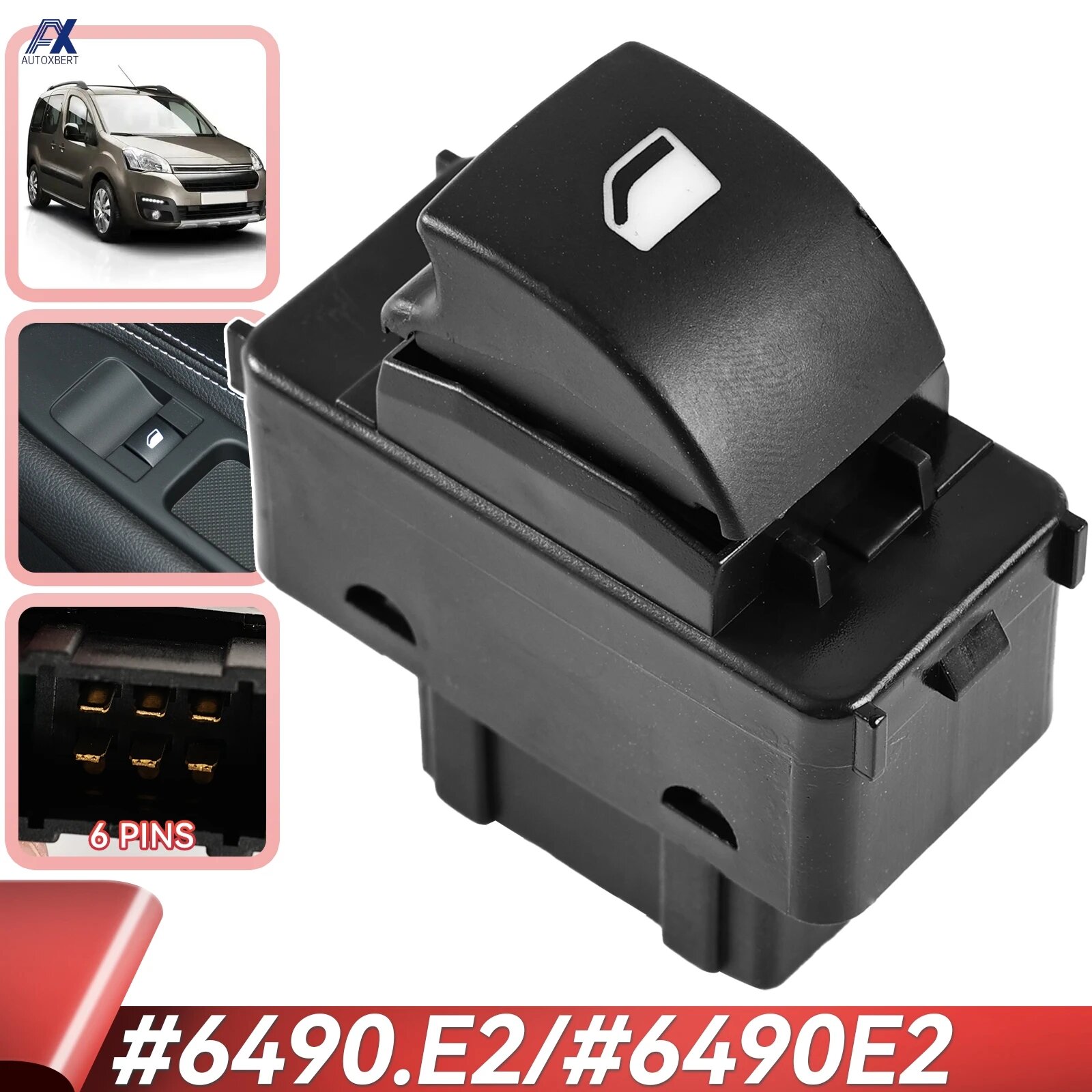 Кнопка переключения переднего электрического стеклоподъемника для Peugeot Partner Tepee 207 Citroen C3 Berlingo 6554. QK 6554QK 6490. E2 6490E2