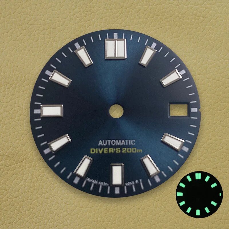 Циферблат для часов S 28,5 мм зеленый светящийся AA81