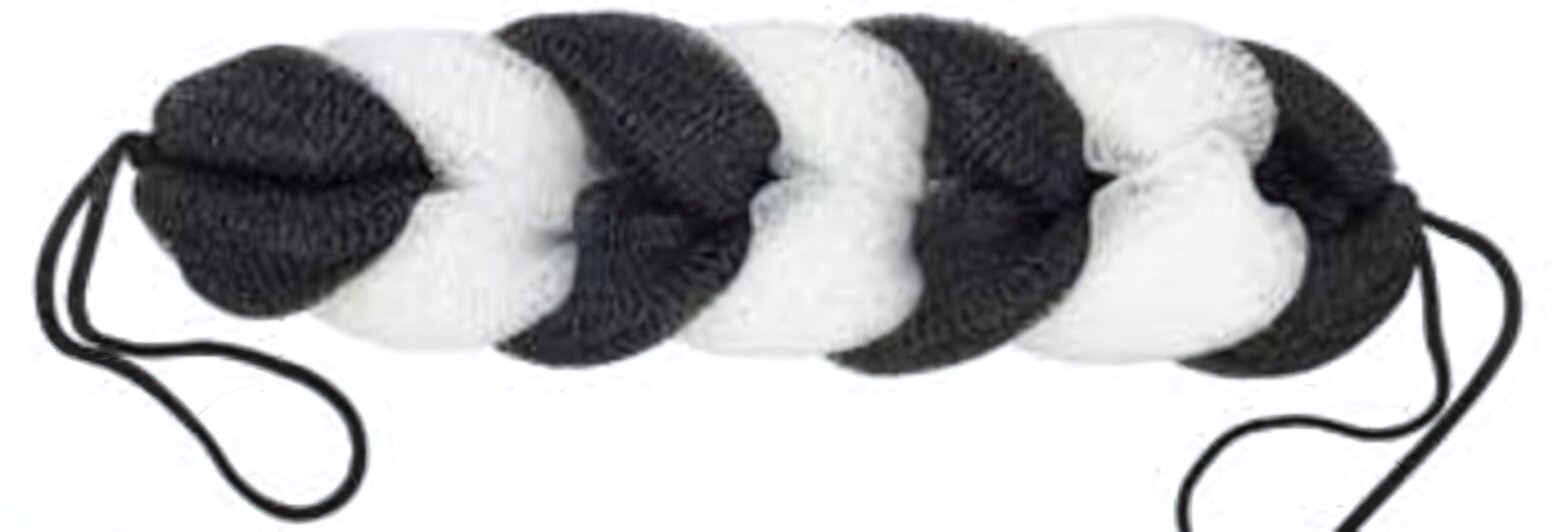 Мочалка-косичка «Tressy» из полипропилена, черно-белая, 70 г, компактная