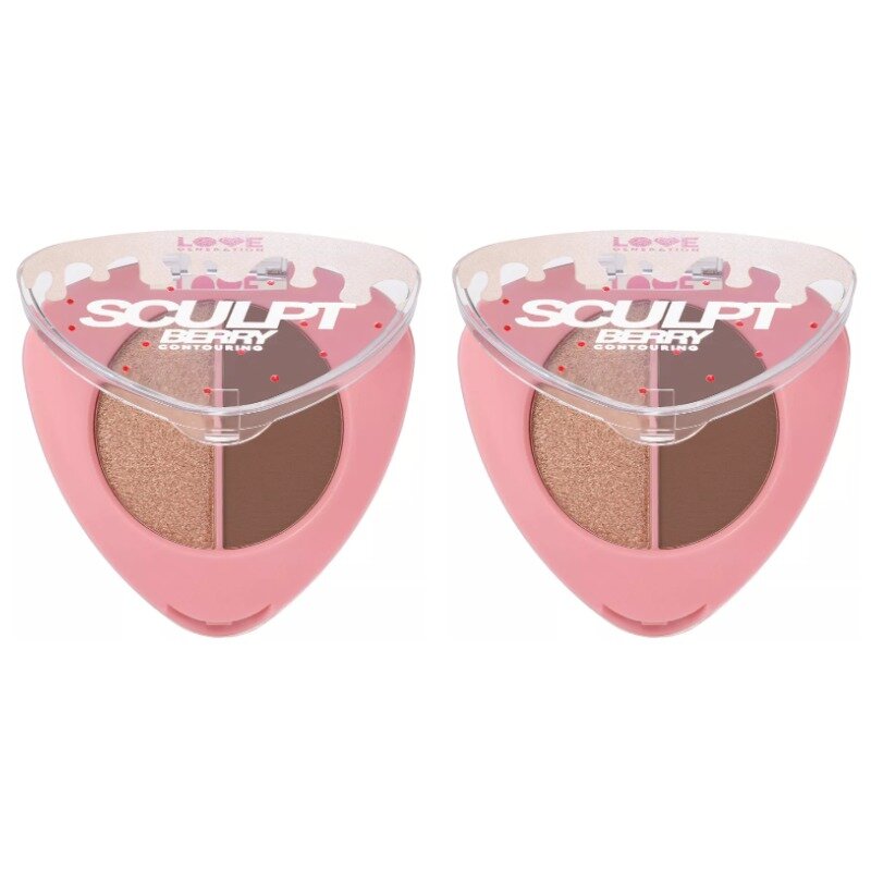 Палетка для контуринга лица Love Generation SculptBerry шелковистая текстура, № 02 Berry Dream, 6г, 2шт