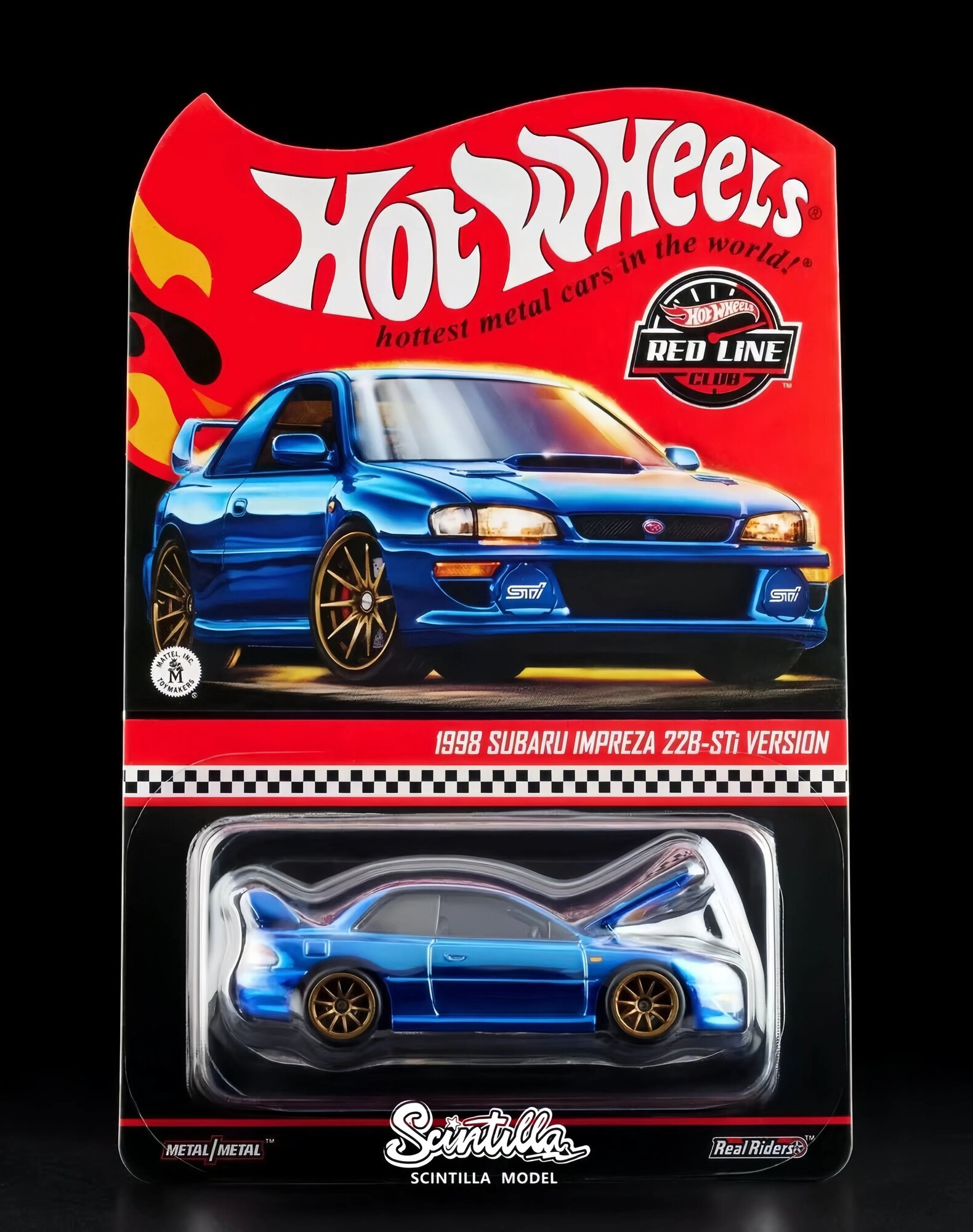 Машинка Mattel Hot Wheels 1/64 RLC 1998 Subaru Impreza 22B-STI Version Alloy Car Model Collection Gift
