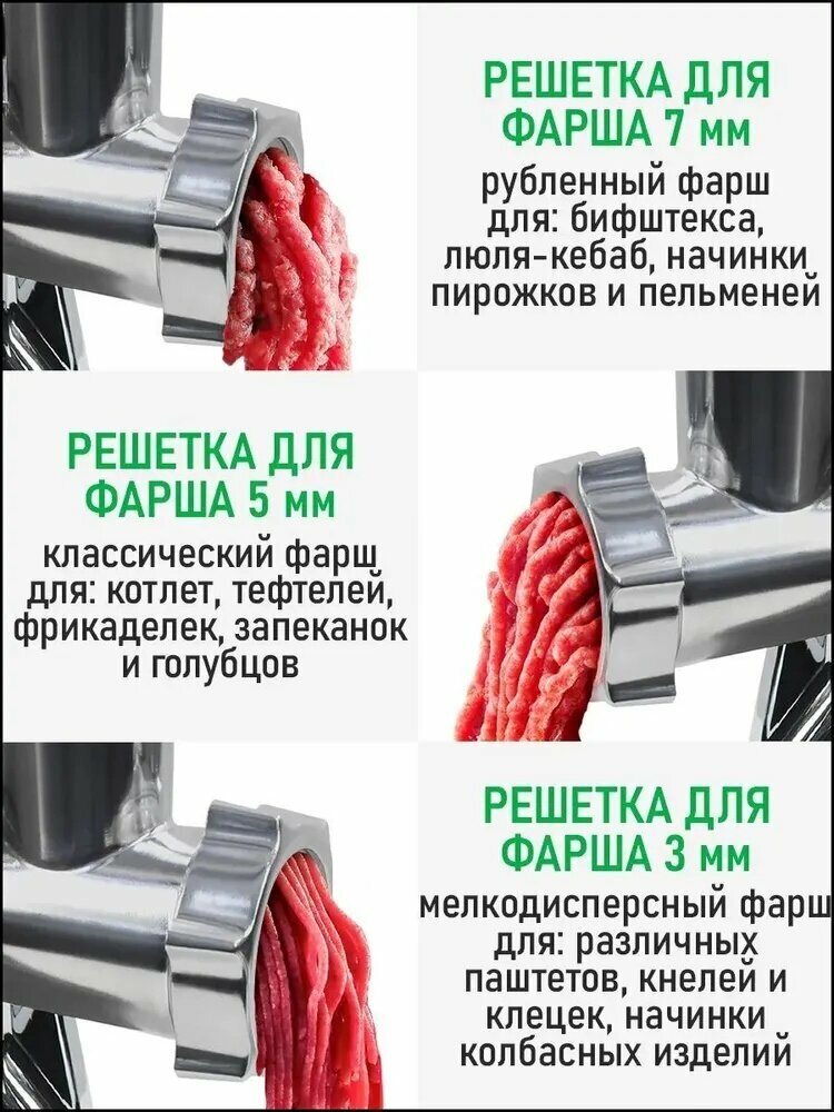 Мясорубка MT-MG2028D, электрическая, 3 кг/мин, 3500Вт, с насадками, 3 в 1, черно-белая — фото 1