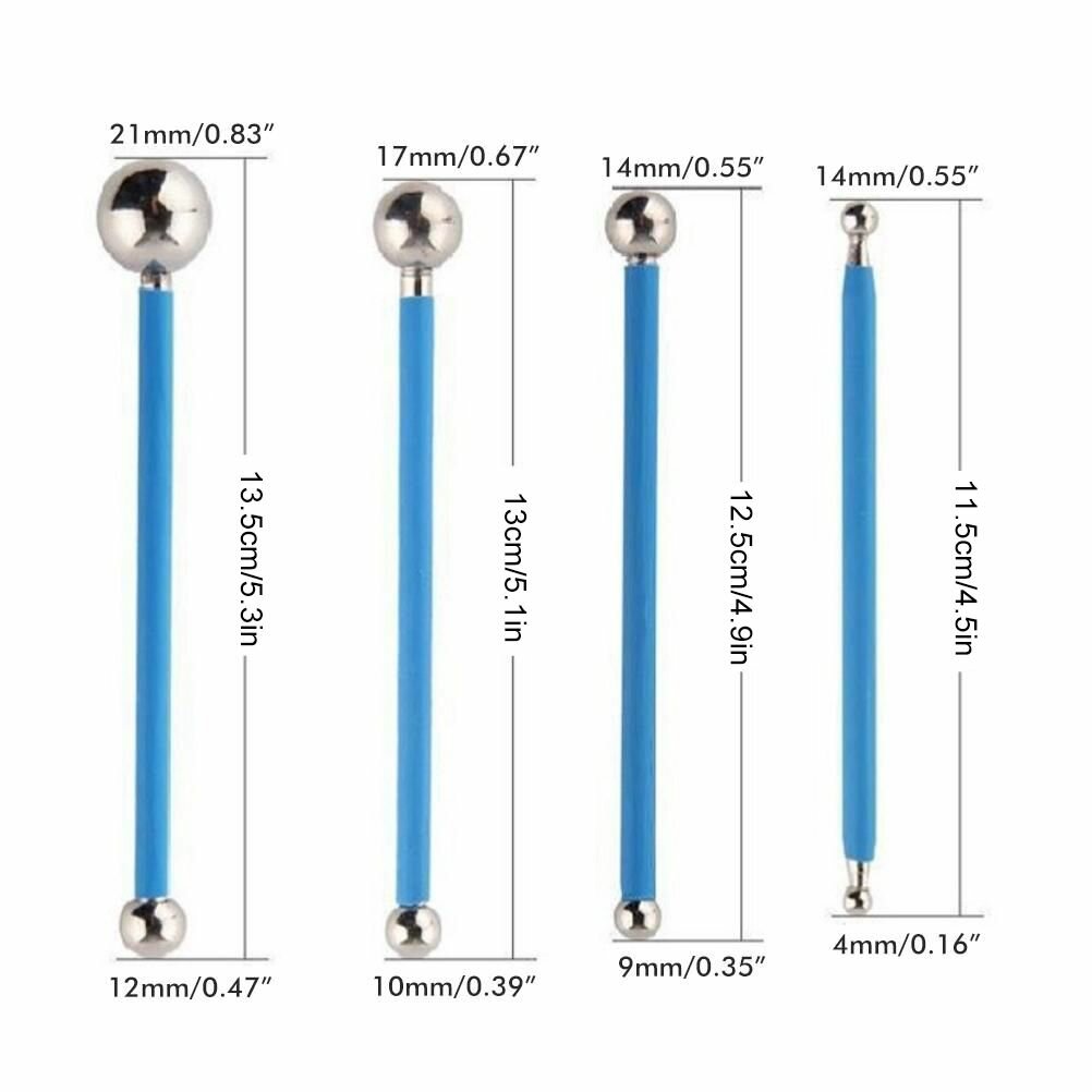 4 шт, инструменты из полимерной глины из нержавеющей стали, инструмент для скульптуры, игрушки, формовочные шарики, палочки, нескользящая прочная ручка для резьбы
