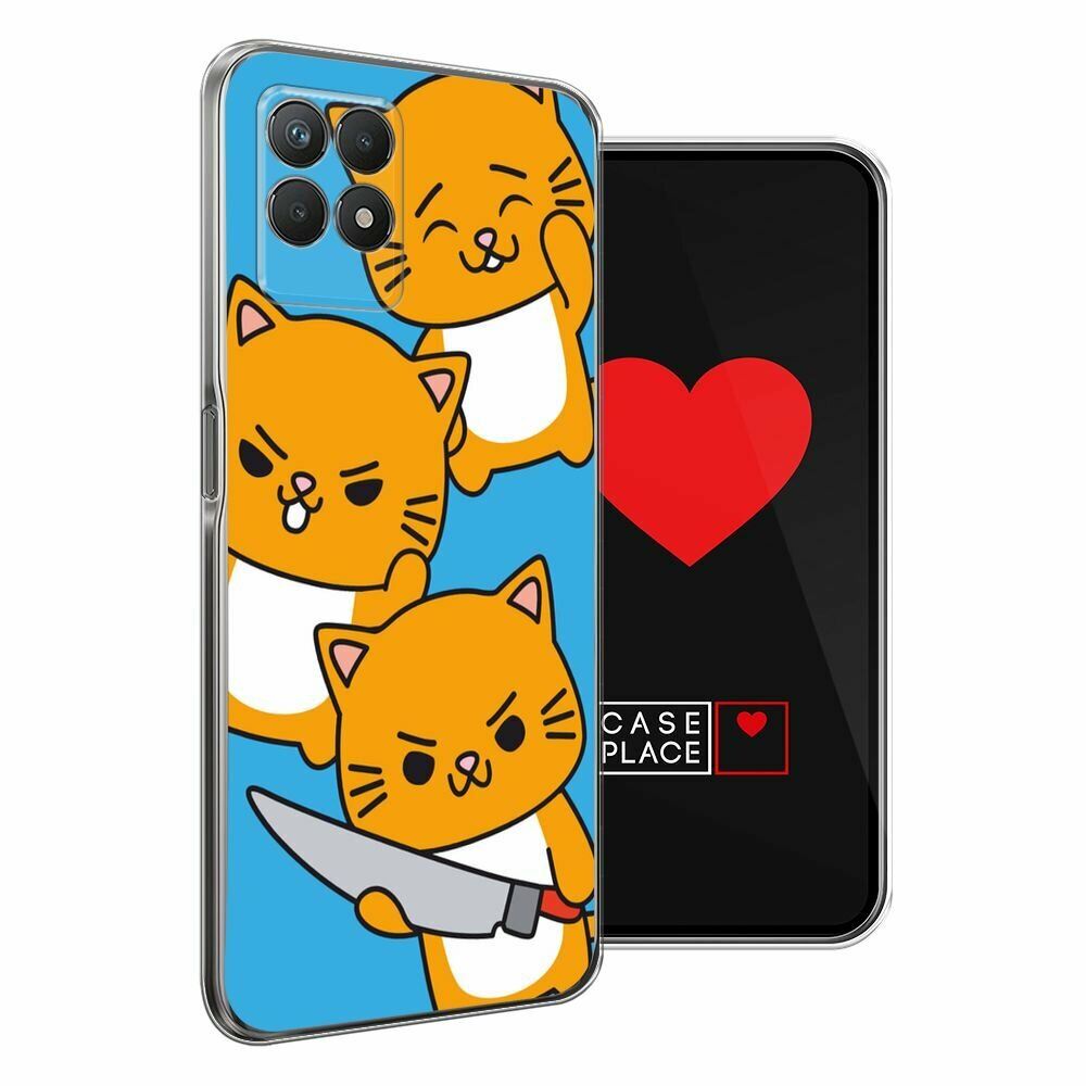 Силиконовый чехол на Realme 8i / Реалми 8i с принтом "Опасные котики" — фото 1