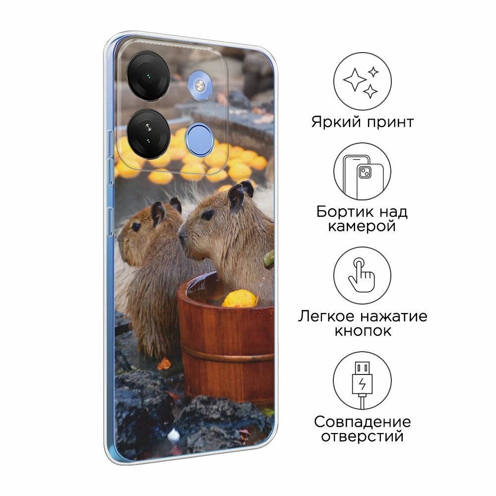 Чехол на Infinix Smart 7 HD / Инфиникс Смарт 7 HD с принтом "Капибары отмокают" — фото 1