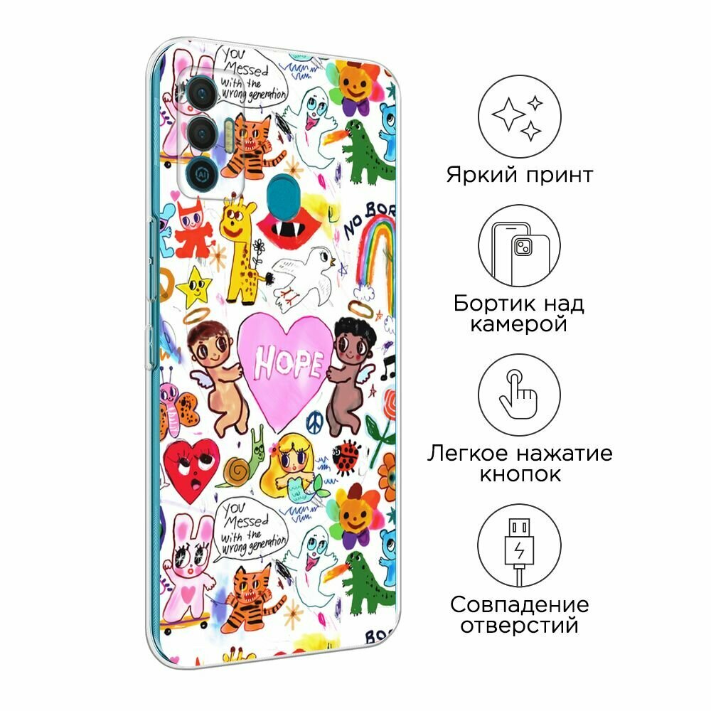 Чехол на Tecno Spark 7 / Техно Спарк 7 с принтом "Милые рисунки" — фото 1