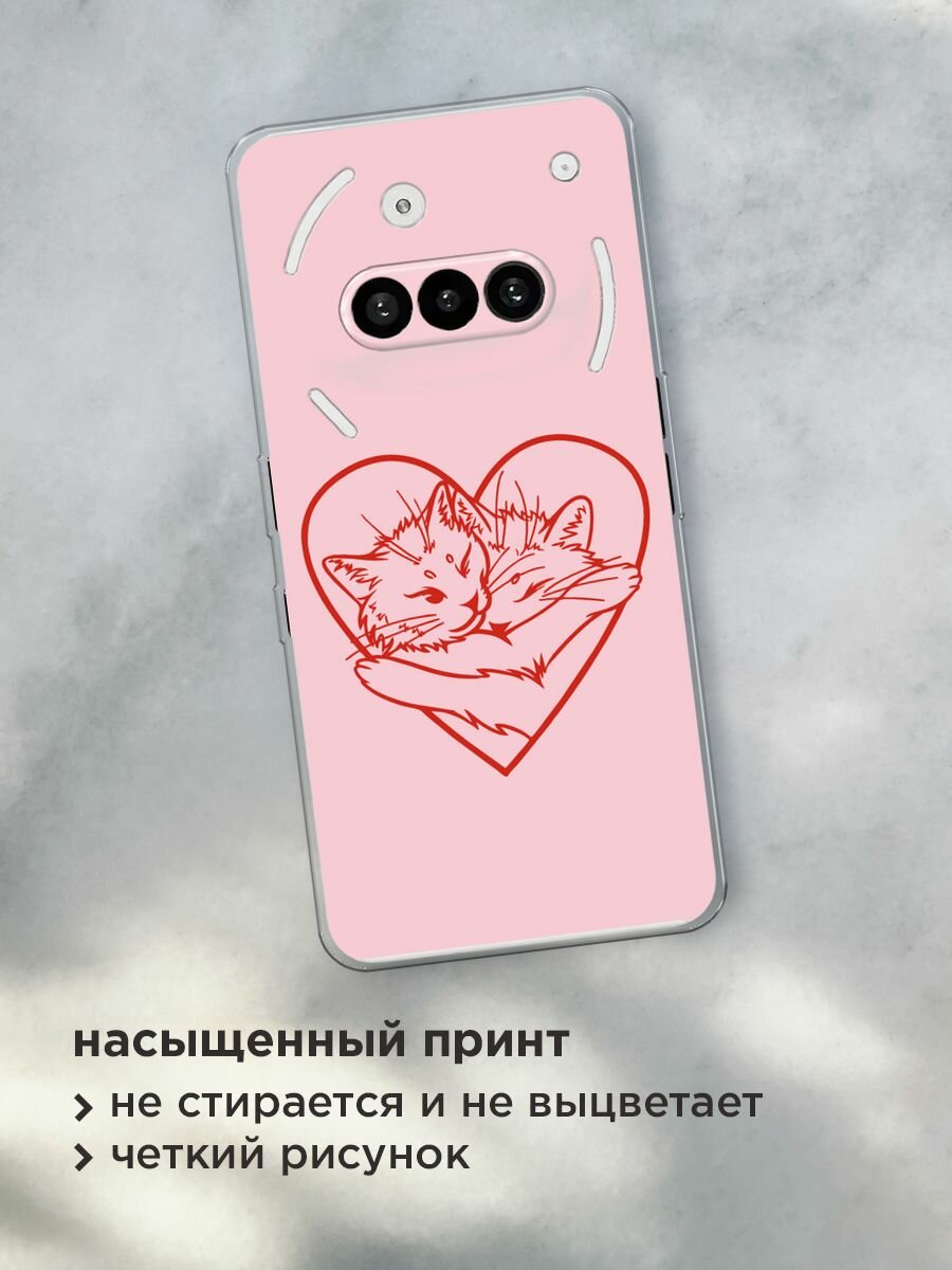 Чехол на Nothing Phone 3a / Нотинг Фон 3а с принтом "Влюблённые котики рисунок 1 - 14 февраля" — фото 1