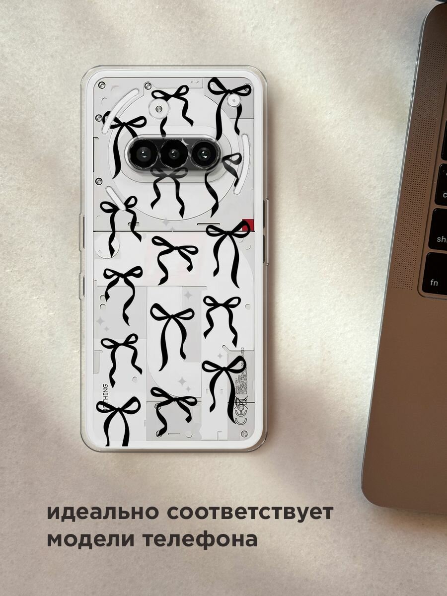 Чехол на Nothing Phone 3a / Нотинг Фон 3а с принтом "Black bows", прозрачный — фото 1