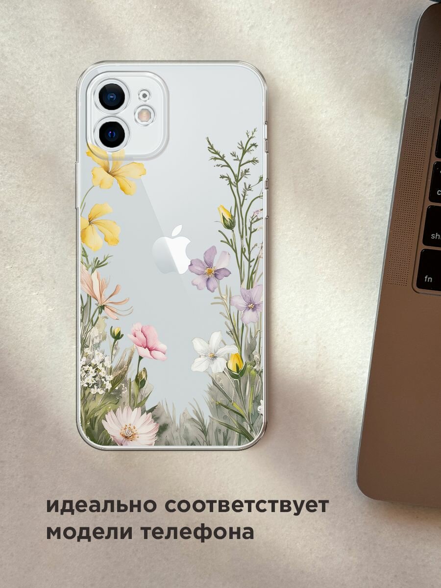 Чехол на Apple iPhone 12 mini / Айфон 12 Мини с принтом "Летний винтаж 2", прозрачный — фото 1