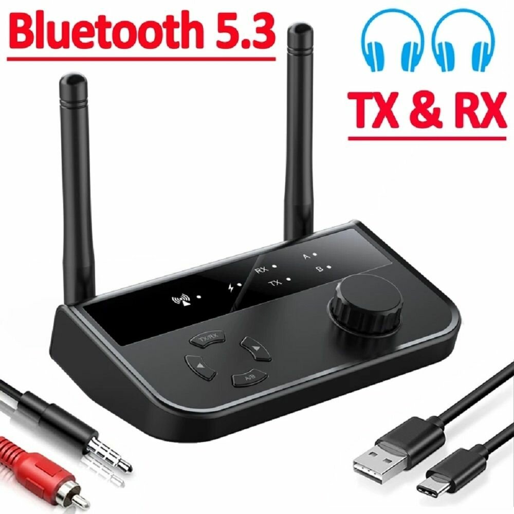 Дальний радиус действия 2 в 1 bluetooth 5.3 передатчик-приемник для тв, домашнего стерео, аудиоадаптер