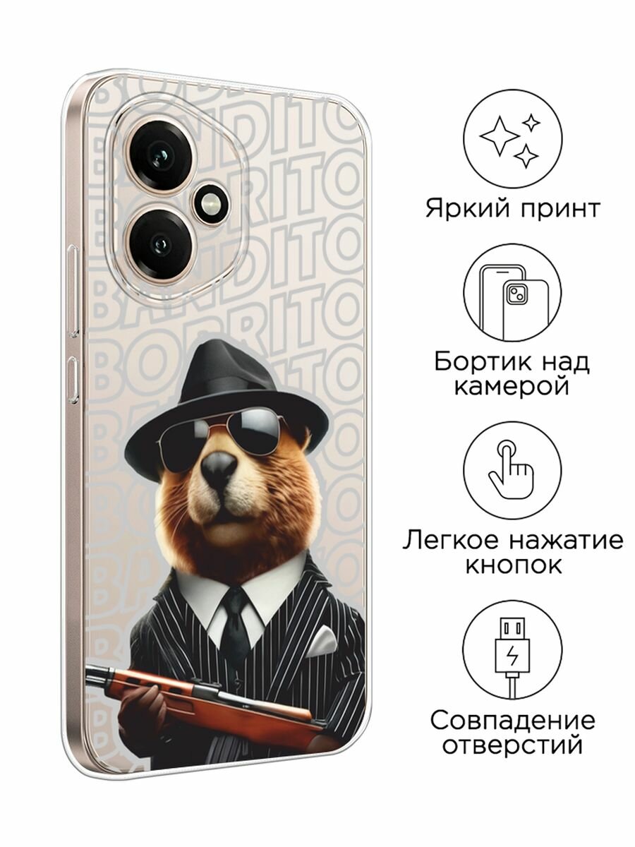 Чехол на Honor 400 / Хонор 400 с принтом "Бобрито бандито 2", прозрачный — фото 1