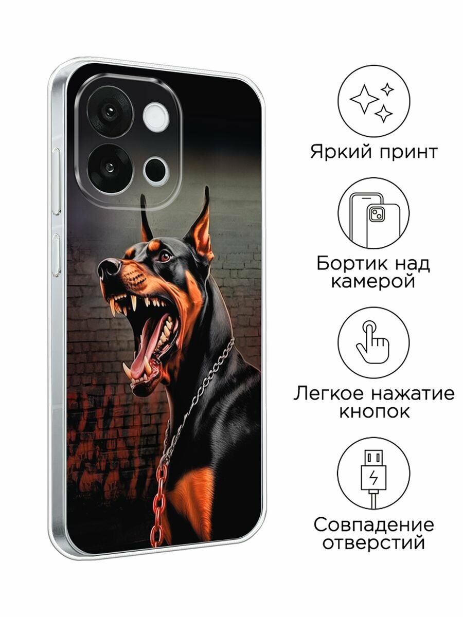 Чехол на OnePlus 13T / Ван Плас 13Т с принтом "Доберман с цепью" — фото 1