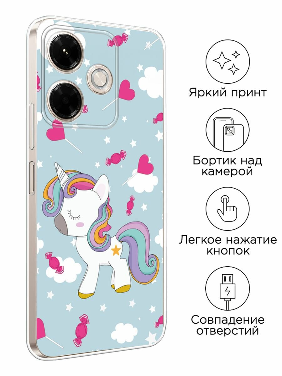 Чехол на Xiaomi Redmi 13X / Сяоми Редми 13X с принтом "Сладкий единорожек" — фото 1