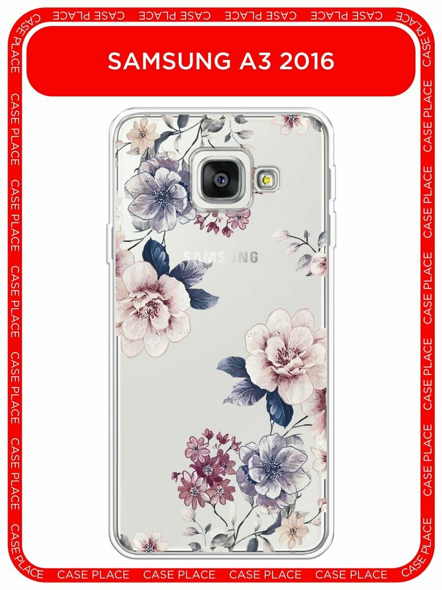 Чехол на Samsung Galaxy A3 2016 / Самсунг Галакси А3 2016 с принтом "Нежные винтажные цветы", прозрачный