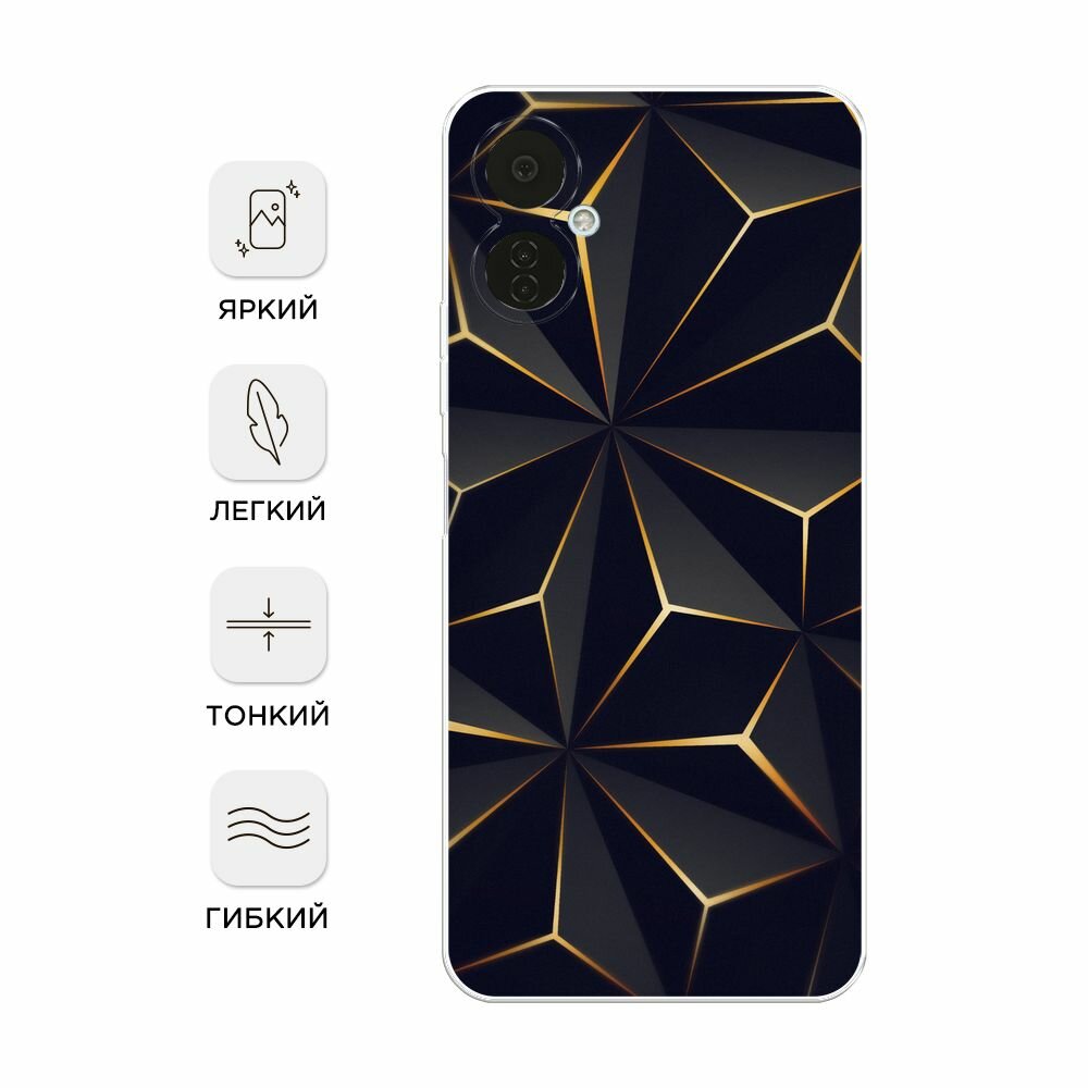 Чехол на Tecno Camon 19 Neo / Техно Камон 19 Нео с принтом "Черные полигоны" — фото 1