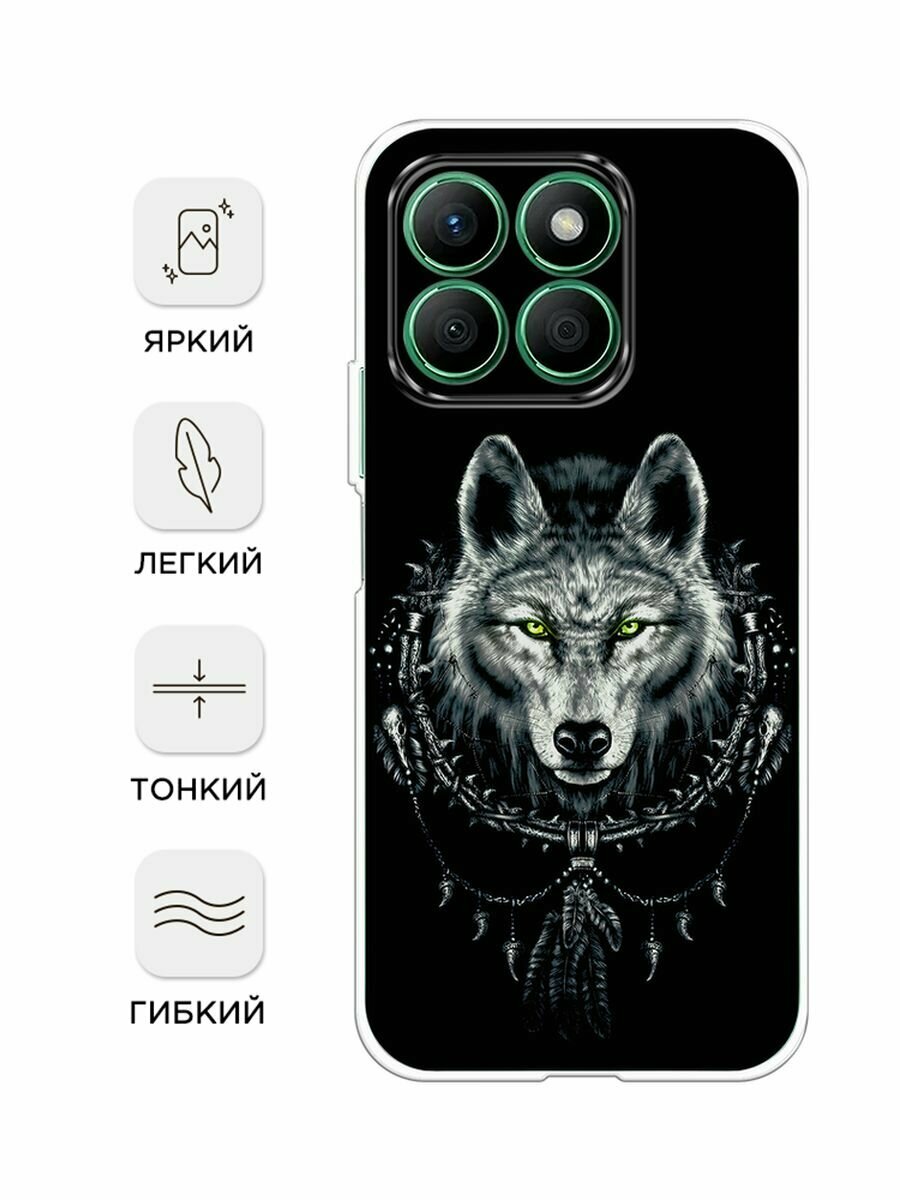 Силиконовый чехол на Honor X8B / Хонор X8B с принтом "Волк оберег" — фото 1