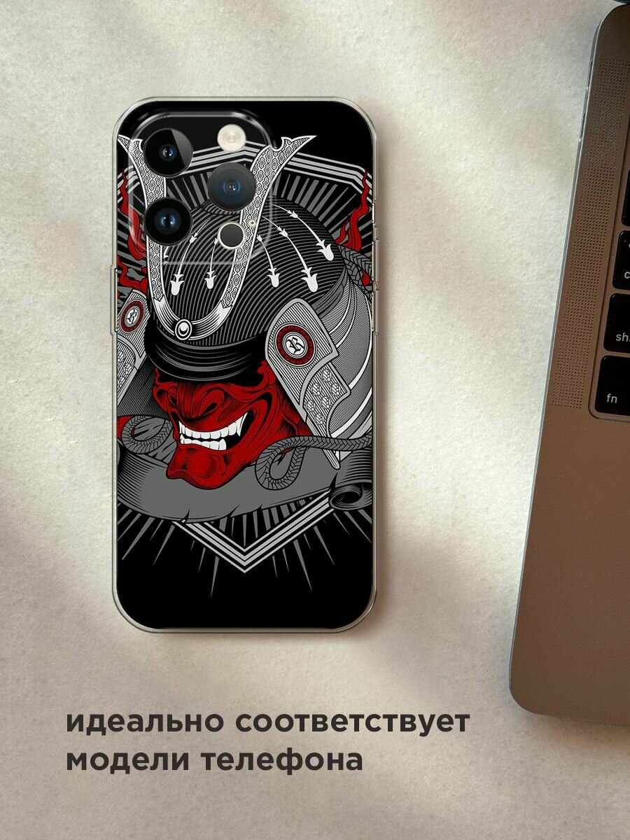 Чехол на Apple iPhone 14 Pro / Айфон 14 Про с принтом "Красная маска самурая" — фото 1
