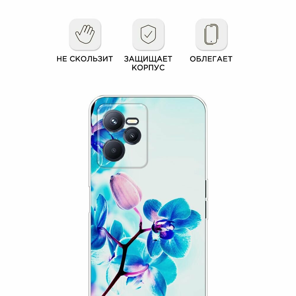 Чехол на Realme C35 / Реалми C35 с принтом "Голубая орхидея" — фото 1