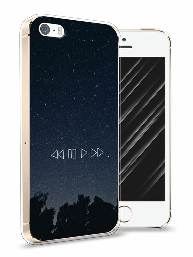 Чехол на Apple iPhone 5/5S/SE / Айфон 5/5S/SE с принтом "Космическая музыка"