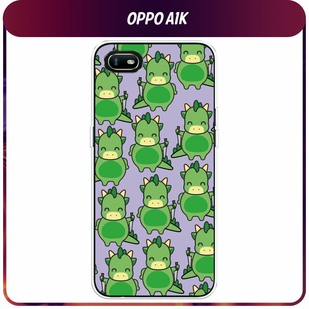 Силиконовый чехол на Oppo A1k / Оппо А1к с принтом Дракончики с ножами
