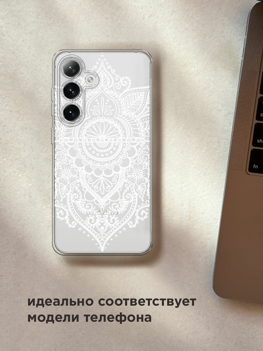 Чехол на Samsung Galaxy S24 / Самсунг S24 с принтом "Солнечный узор", прозрачный — фото 1