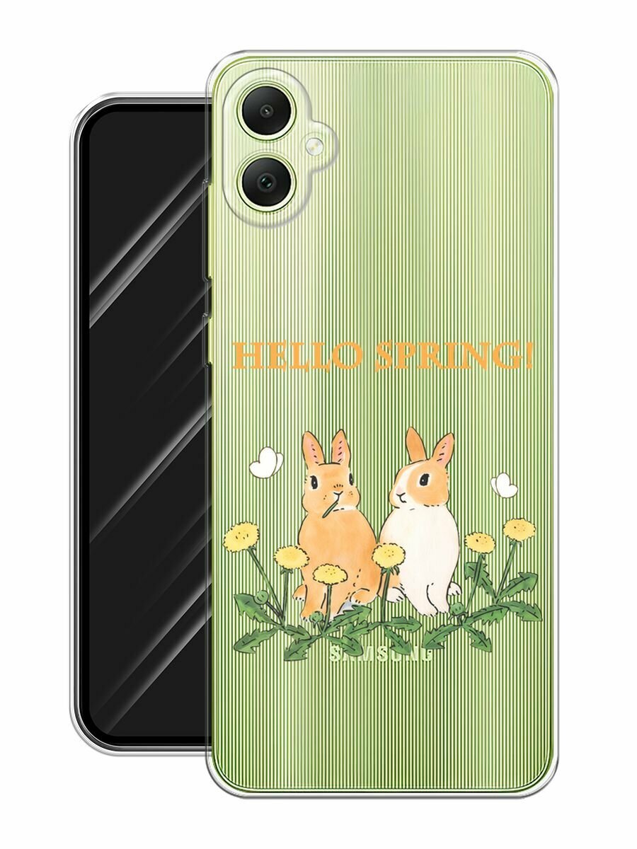 Чехол на Samsung Galaxy A05 / Самсунг Галакси A05 с принтом "Весенние кролики", прозрачный — фото 1