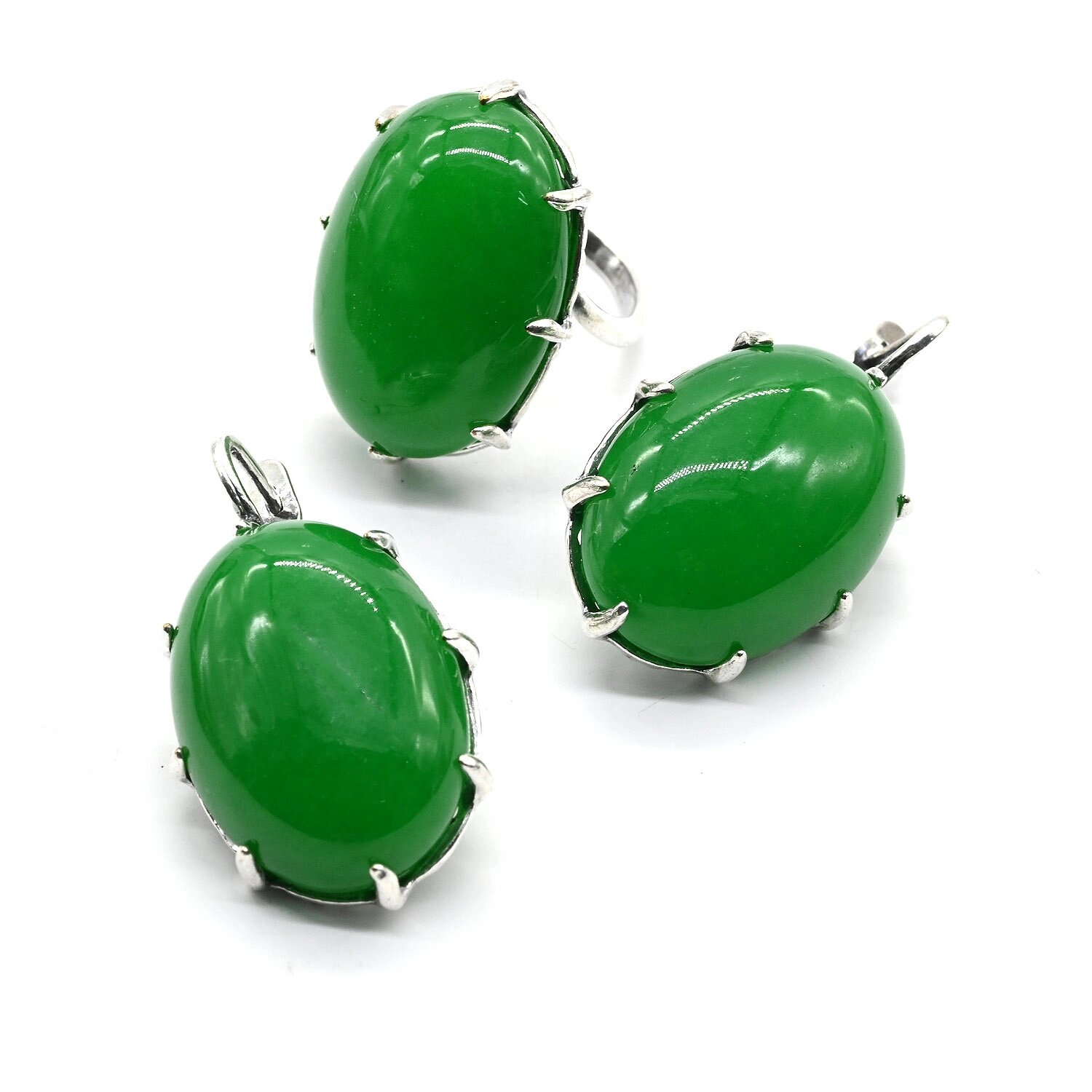 Серьги, хризопраз