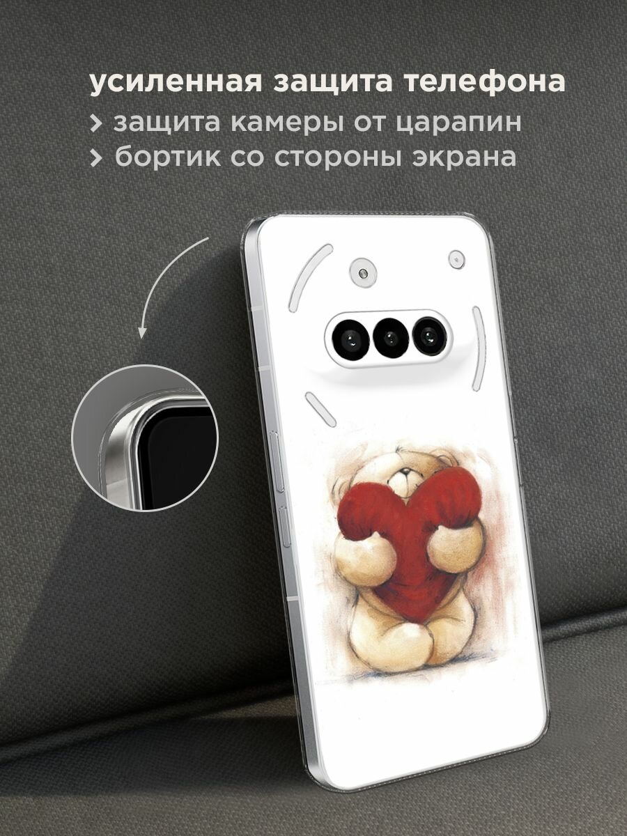 Чехол на Nothing Phone 3a / Нотинг Фон 3а с принтом "Мишка с сердцем 1" — фото 1
