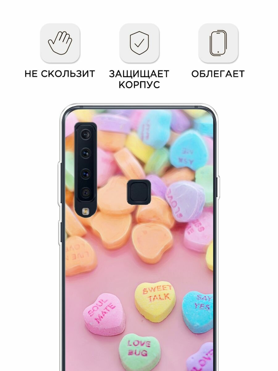 Чехол на Samsung Galaxy A9 2018 / Самсунг Галакси А9 2018 с принтом "Конфетки сердечки 2" — фото 1