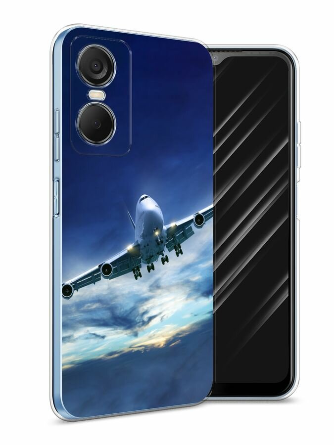 Чехол на Tecno Pop 6 pro / Техно Поп 6 Про с принтом "Самолет в небе"