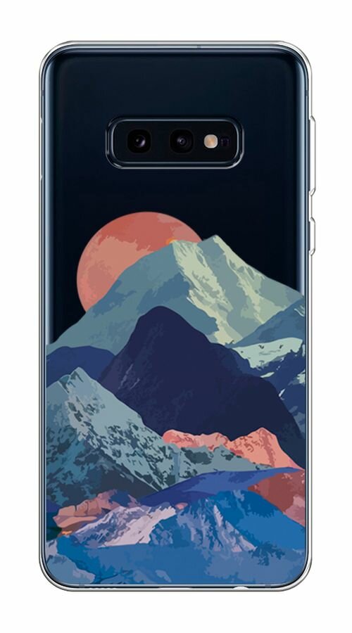 Чехол на Samsung Galaxy S10E / Самсунг Галакси S10E с принтом "Закат в снежных горах", прозрачный