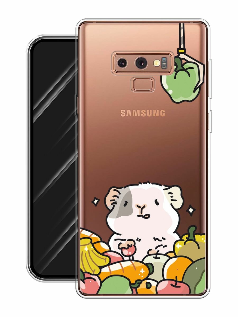 Чехол на Samsung Galaxy Note 9 / Самсунг Галакси Нот 9 с принтом "Пирующая морская свинка", прозрачный — фото 1