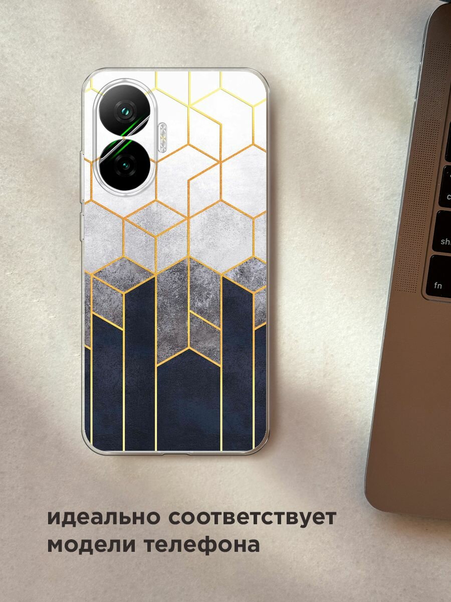 Силиконовый чехол на Poco F7 / Поко F7 с принтом "Черно-белая мозаика" — фото 1