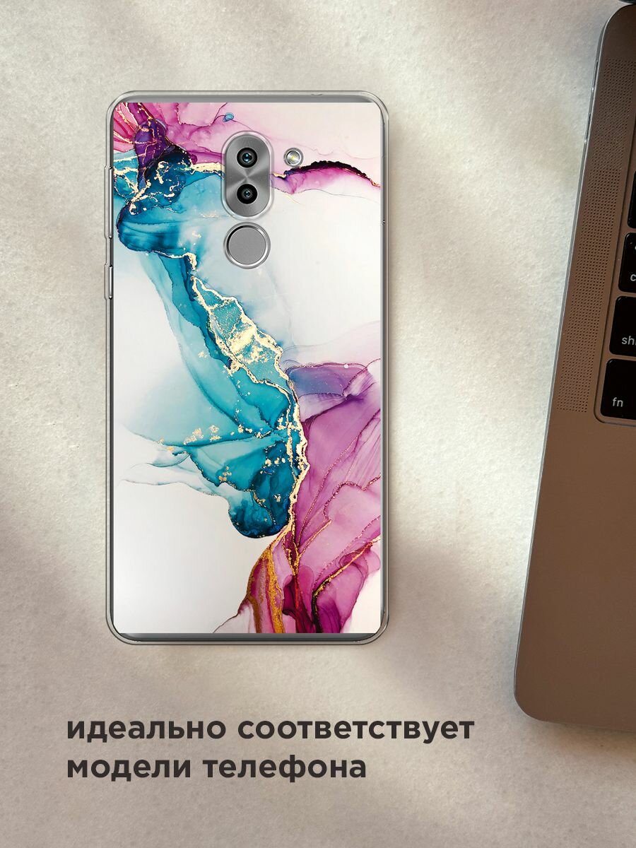 Чехол на Honor 6X / Хонор 6Х с принтом "Розовые разводы рисунок" — фото 1