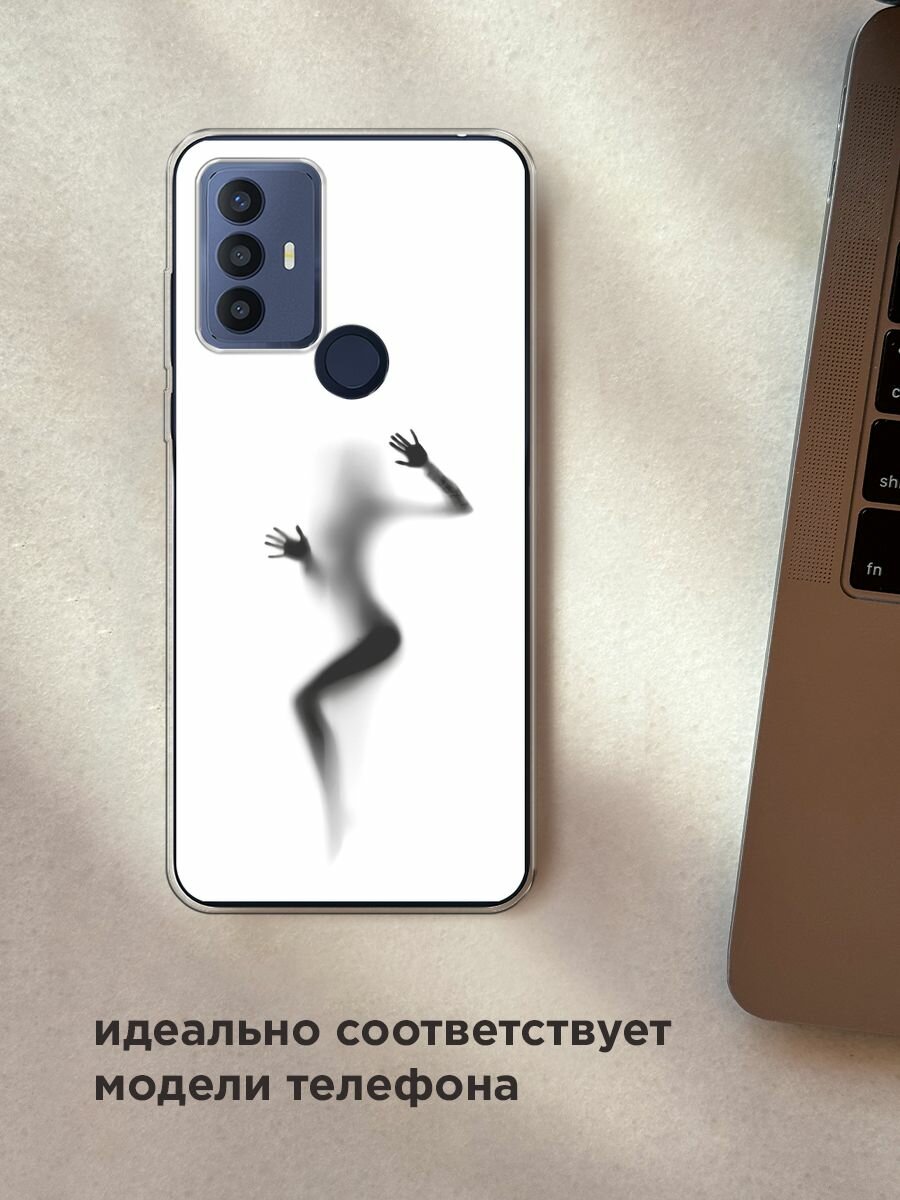 Чехол на TCL 30E/30 SE/305/306 / ТСЛ 30E с принтом "Девушка в душе" — фото 1