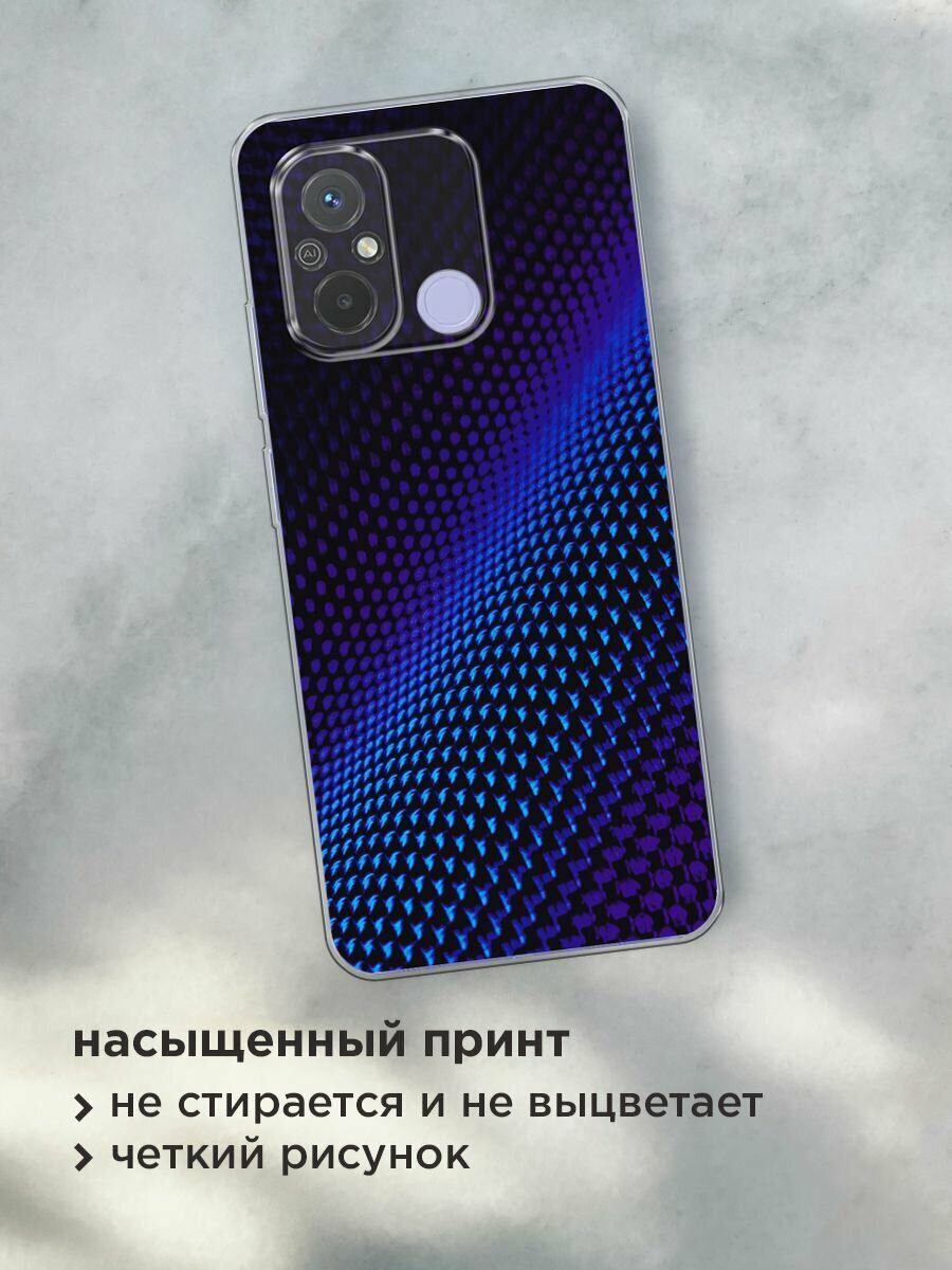 Чехол на Xiaomi Redmi 12C/Poco C55 / Редми 12C/Поко С55 с принтом "Синий карбон" — фото 1