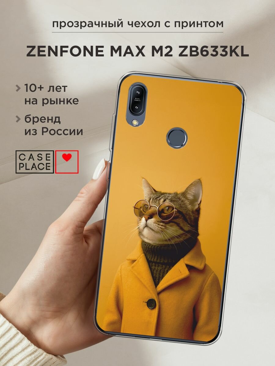 Чехол на Asus Zenfone Max M2 ZB633KL / Асус Зенфон Макс М2 ZB633KL с принтом "Деловой кот в пальто"
