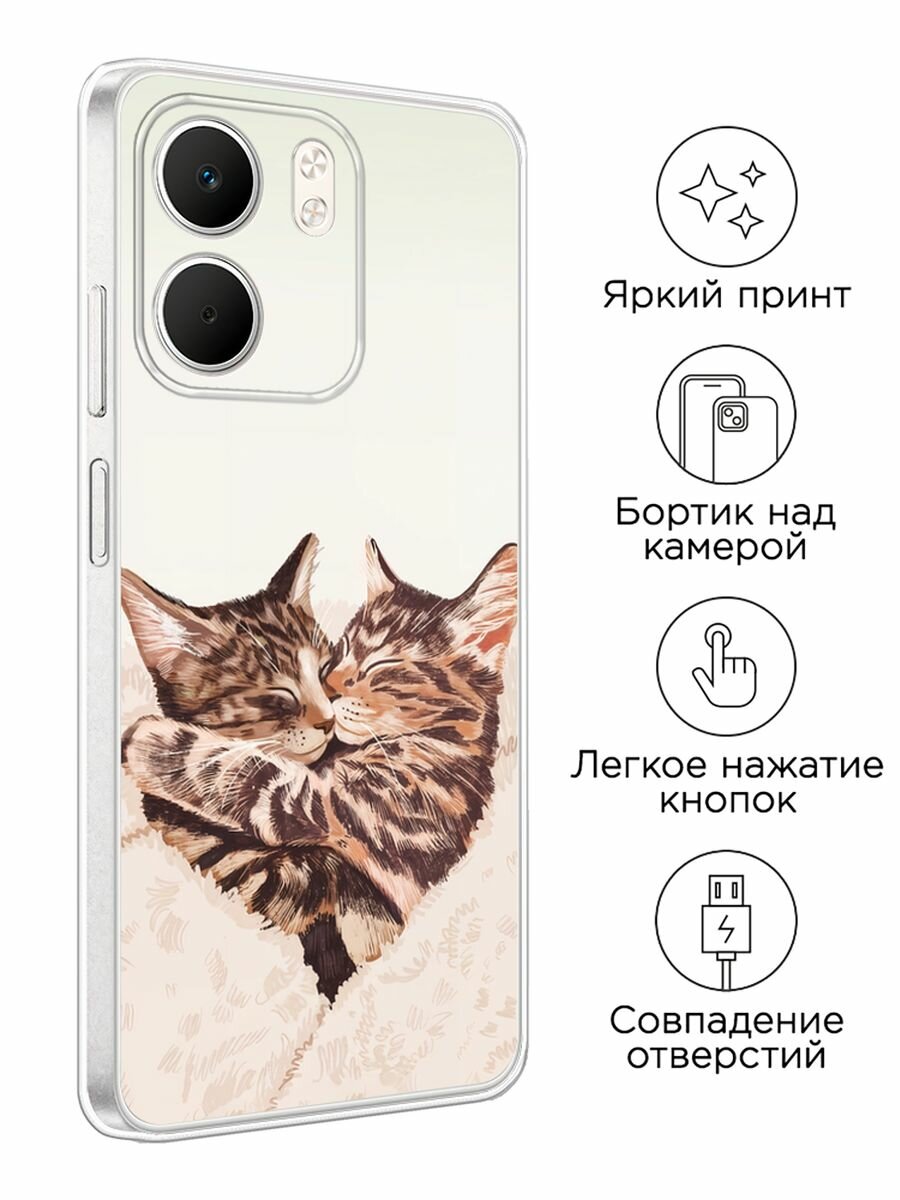 Чехол на Oppo A5x / Оппо А5x с принтом "Влюбленные котейки - 14 февраля" — фото 1