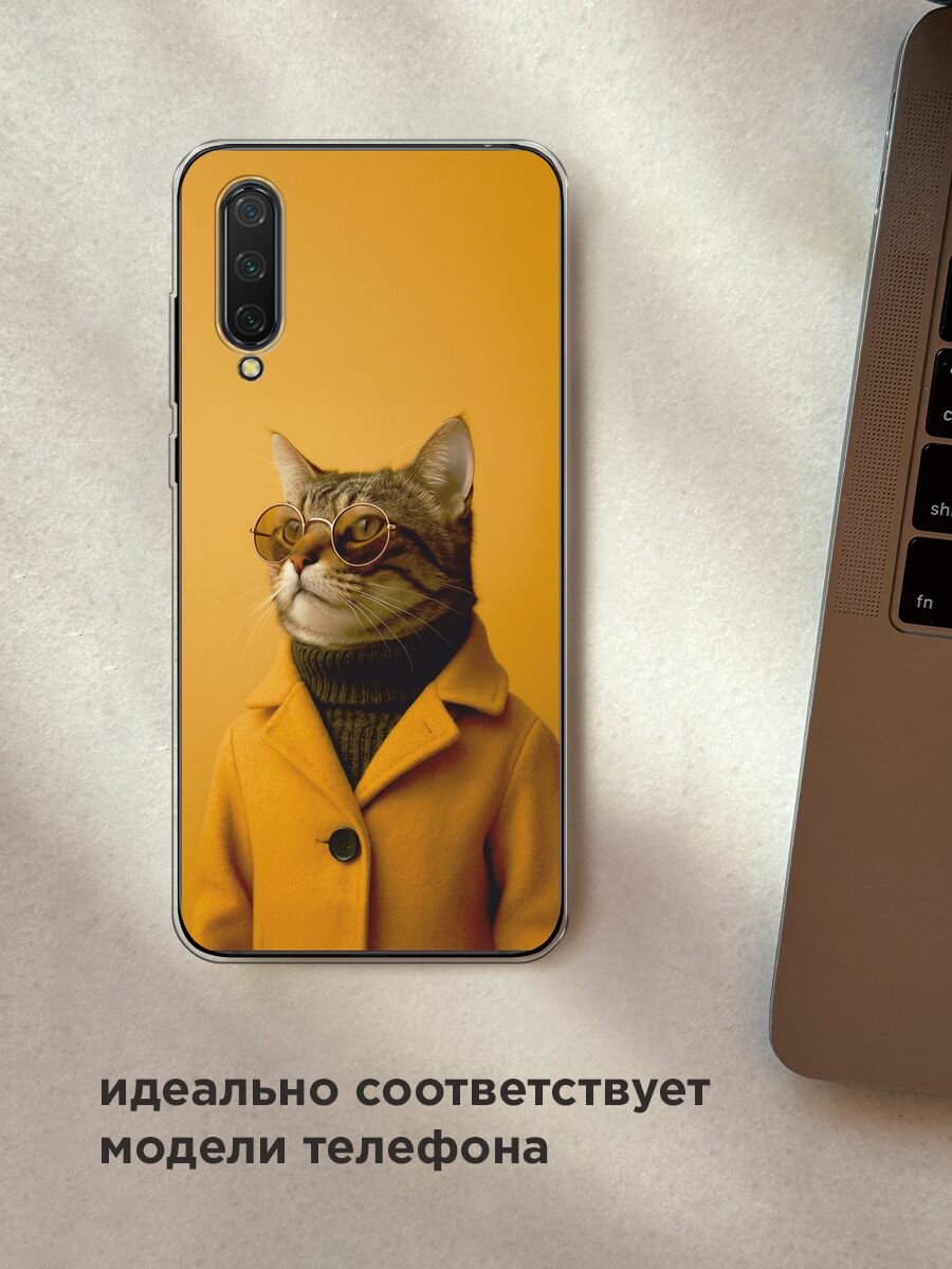 Чехол на Xiaomi Mi CC9/A3 Lite/9 Lite / Сяоми Mi CC9/A3 Lite/9 Lite с принтом "Деловой кот в пальто" — фото 1