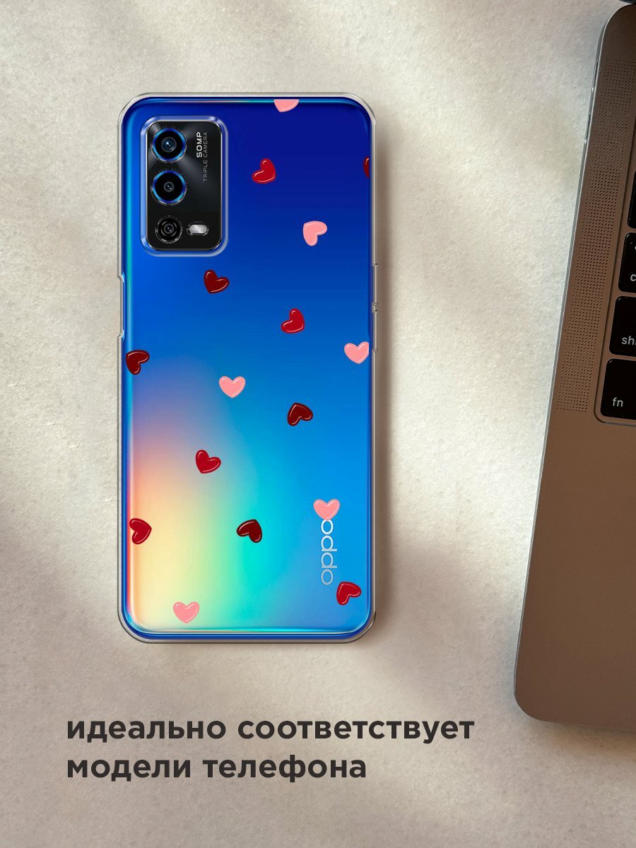 Чехол на Oppo A55 4G / Оппо А55 4G с принтом "Бордовые сердечки 2" — фото 1