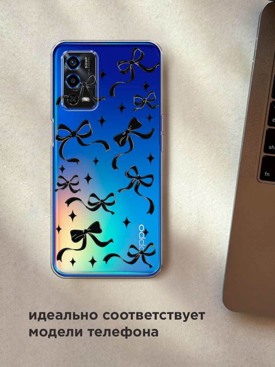 Чехол на Oppo A55 4G / Оппо А55 4G с принтом "Милые чёрные бантики 4" — фото 1
