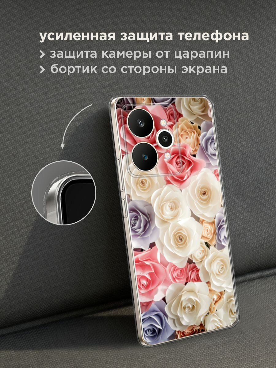 Силиконовый чехол на Realme 15 / Реалми 15 с принтом "Пастельные розы" — фото 1