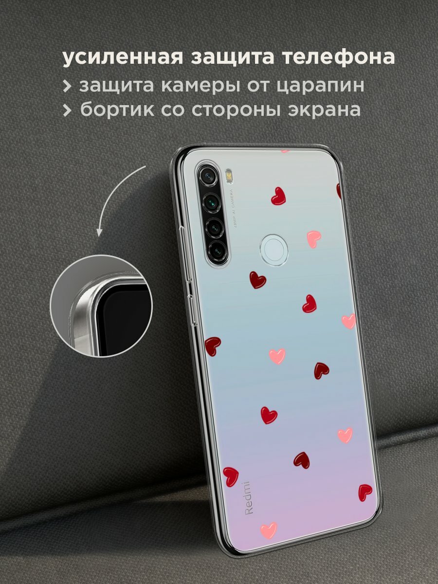 Чехол на Xiaomi Redmi Note 8T / Сяоми Редми Нот 8Т с принтом "Бордовые сердечки 2" — фото 1