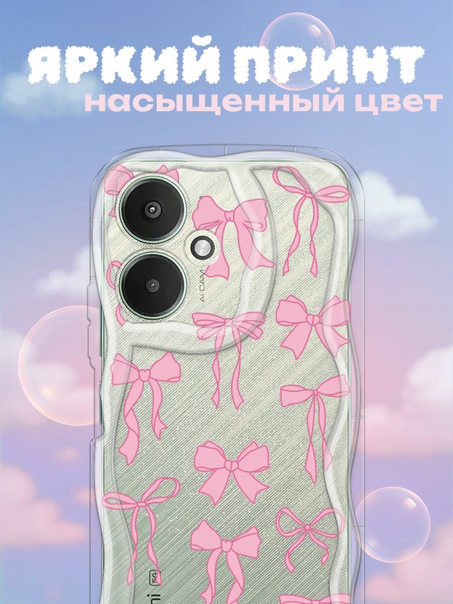 Чехол на Xiaomi Redmi 13C/Poco C65 / Редми 13C/Поко C65 с принтом "Розовые бантики паттерн" — фото 1