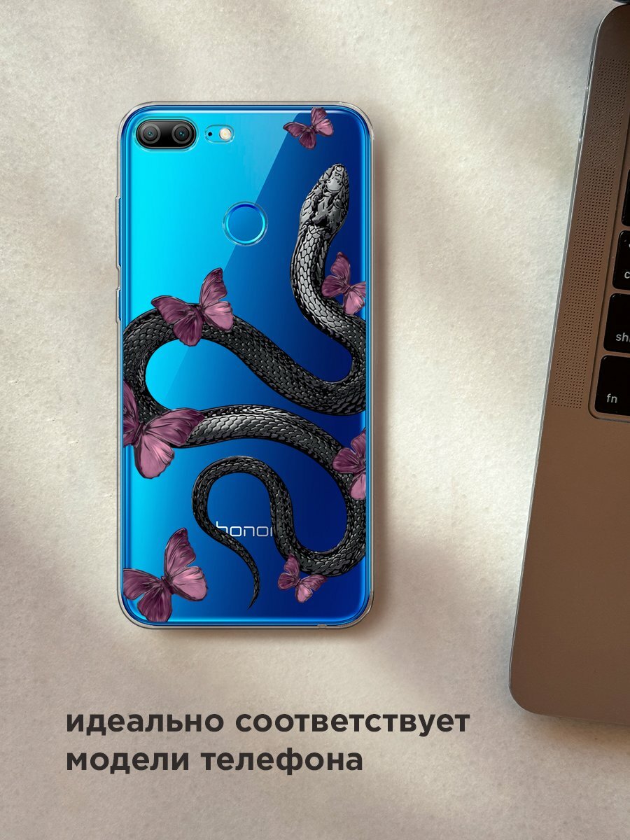 Чехол на Honor 9 Lite / Хонор 9 Лайт с принтом "Snake and butterflies 2" — фото 1