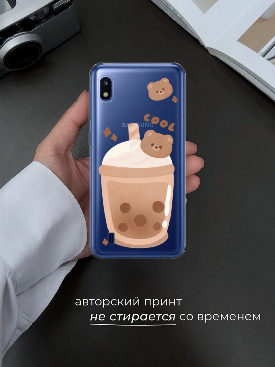 Чехол на Samsung Galaxy A10 / Самсунг Галакси А10 с принтом "Кофе 2", прозрачный — фото 1