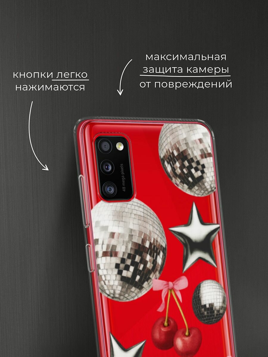 Чехол на Samsung Galaxy A41 / Самсунг Галакси А41 с принтом "Стильная подборка", прозрачный — фото 1