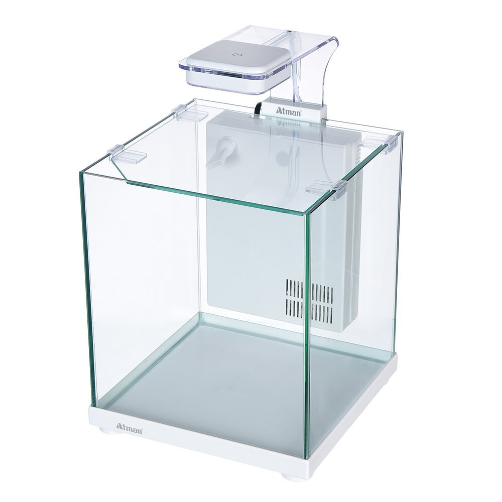 Аквариум Atman ZGT-20 белый,12 литров, 22,4х22,4х26см (в комплекте внутренний фильтр, LED светильник, покровное стекло)
