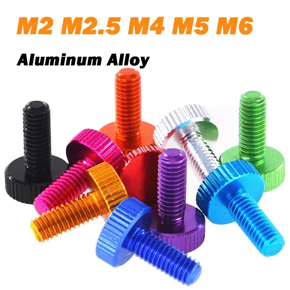 5 шт. Винты с накатанной головкой алюминиевые M2-M6 M4x8mm, Silver